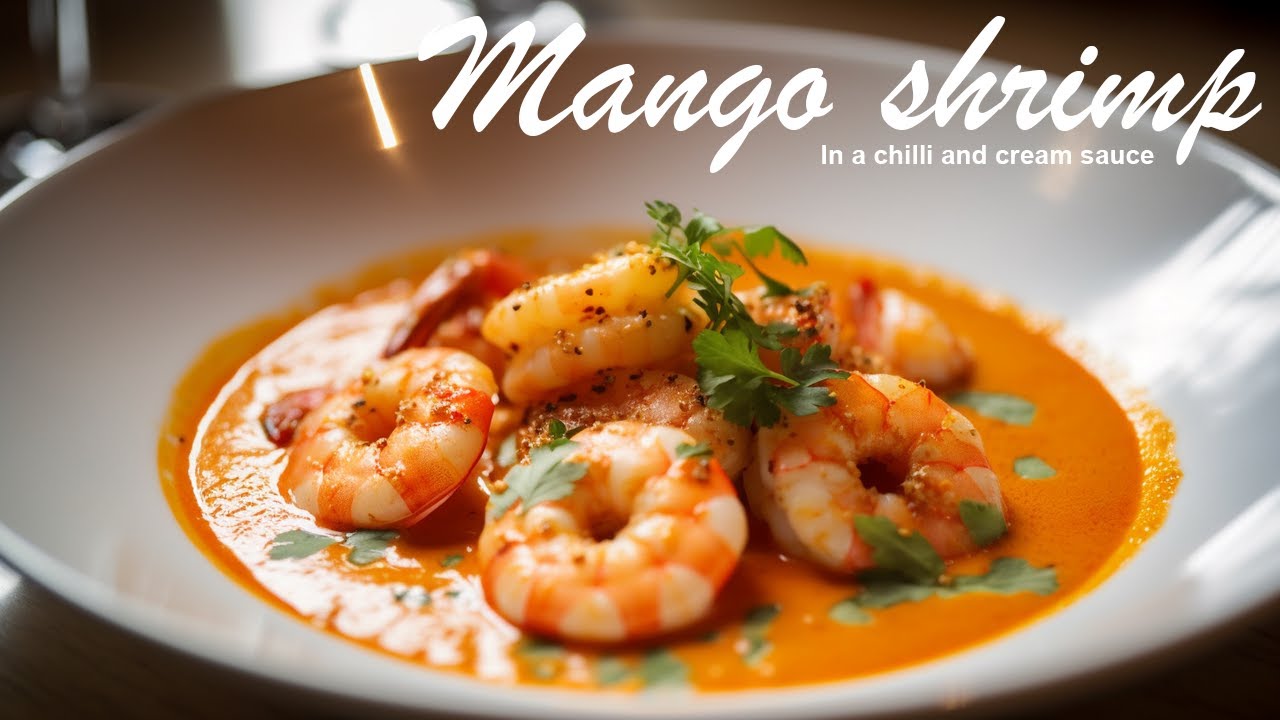 Spicy shrimp in a mango chilli cream sauce - YouTube