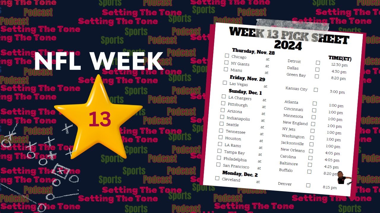 NFL PICK'EM WEEK 13 - YouTube