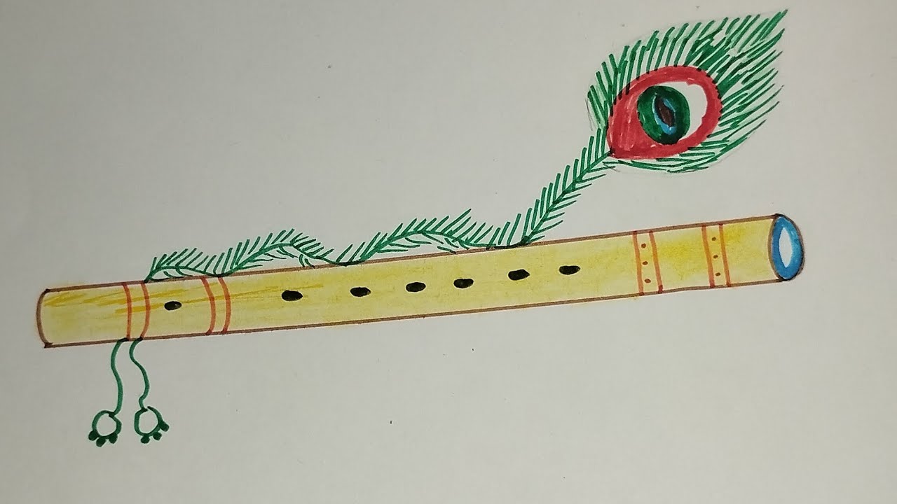 How to draw kanha ji flute drawing#easy #beautiful #youtube #P R VLOG ...
