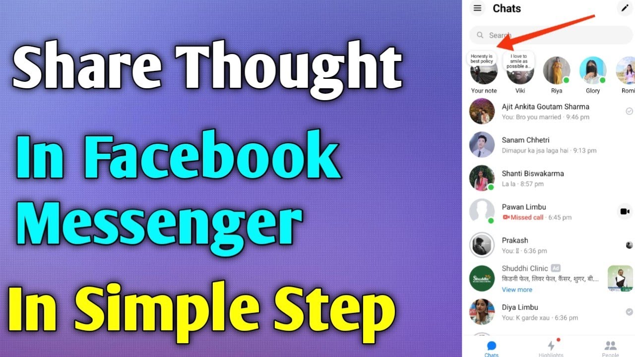 How to share thought in facebook messenger//thought kese share kare ...