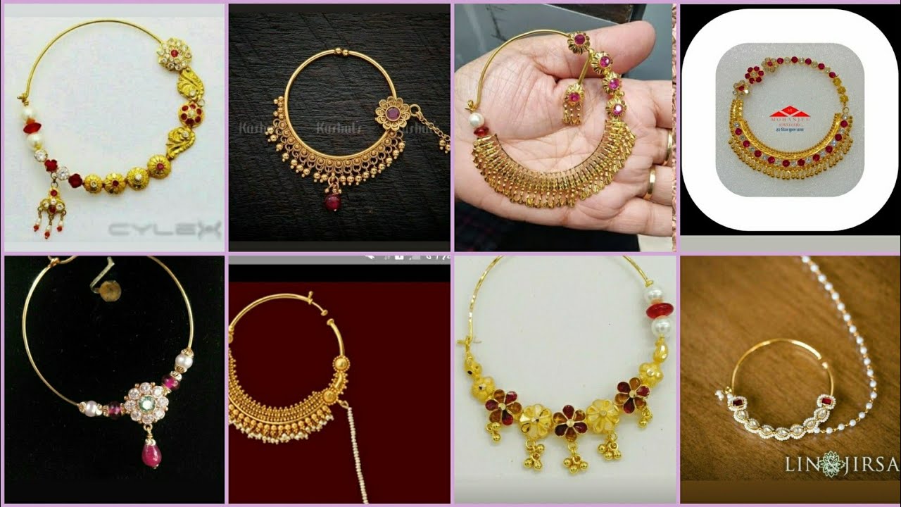 Gold NATH Designs|| Latest Light weight Gold Bridal Nose Rings - YouTube