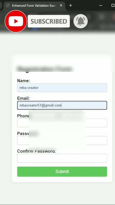 Form Validation : HTML CSS JS #shorts #short #mba_creator - YouTube
