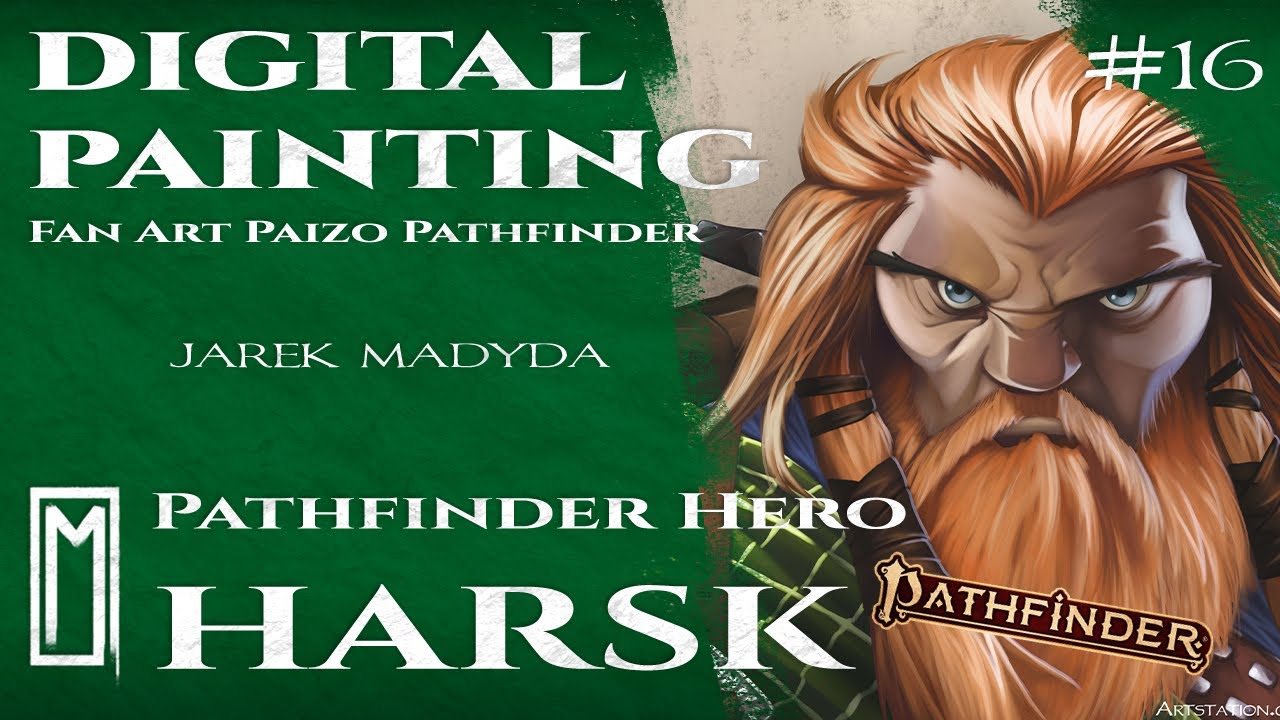 Digital Painting 16 - Pathfinder Hero: Harsk - YouTube