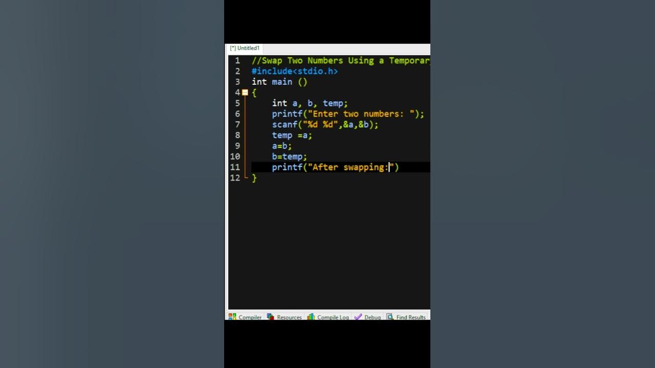 Swap Two Numbers Using a Temporary Variable #coding #codewithalpha #programming #shortsviral # ...