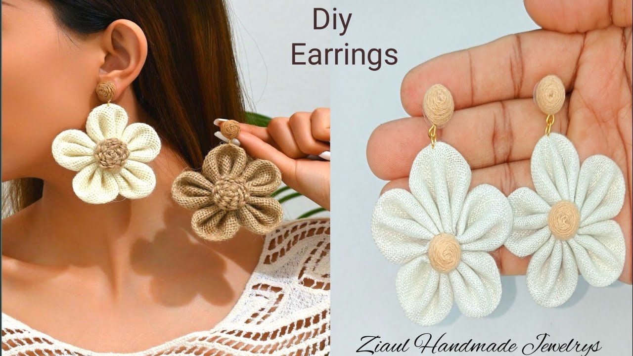 Fabric Flower Earrings // How To Make Fabric Earrings // Fabric Jewellery - YouTube