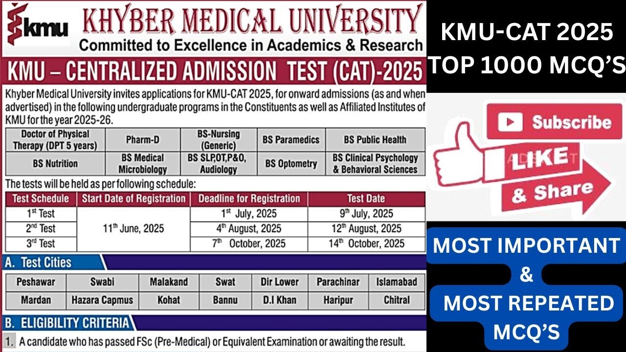 🔥 KMU-CAT-2025 TEST PREPARATION-1h📌 #kmucat #kmu2025 #biology # ...