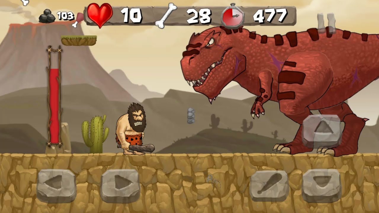 Caveman Chuck Adventure - Gameplay Android - Level 15 Red T-Rex Boss ...