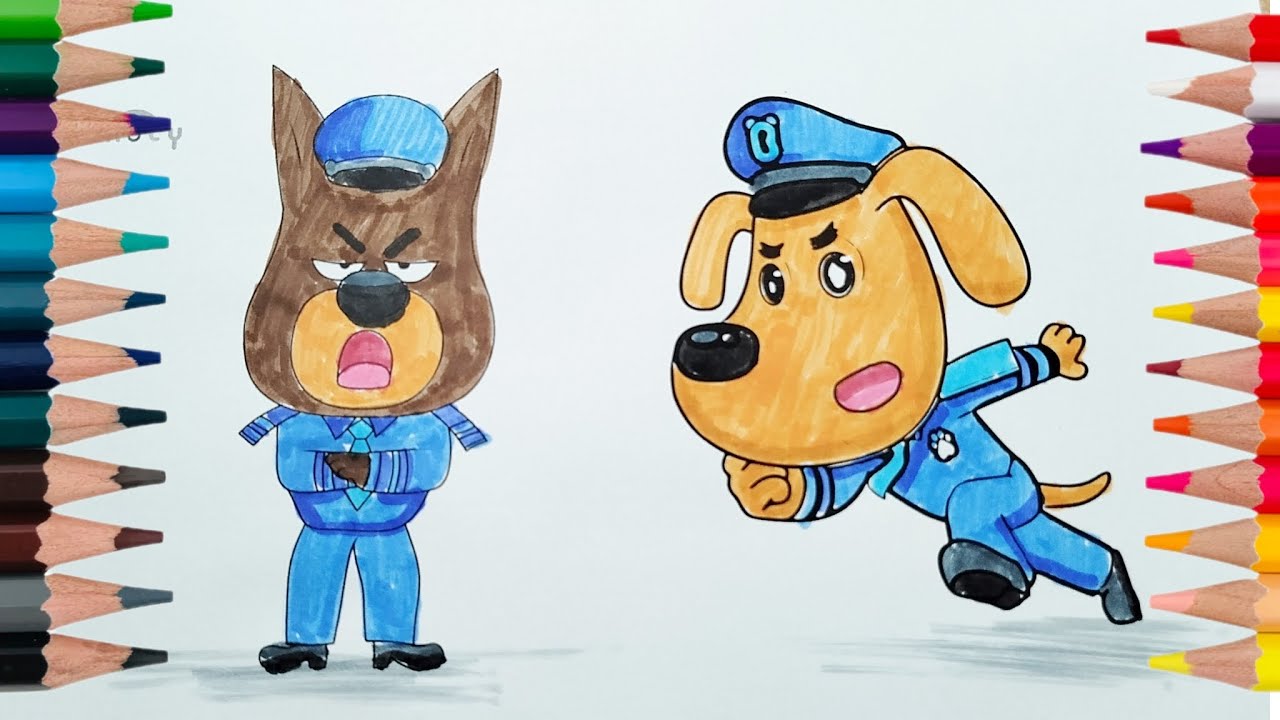 Dạy bé tô màu vào hình các con vật quen thuộc | Cảnh Sát Trưởng ...