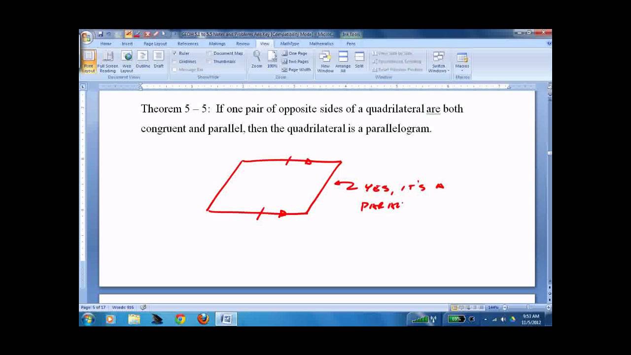 HGEO 5 2 Ways to Prove that Quadrilaterals are Parallelograms - YouTube