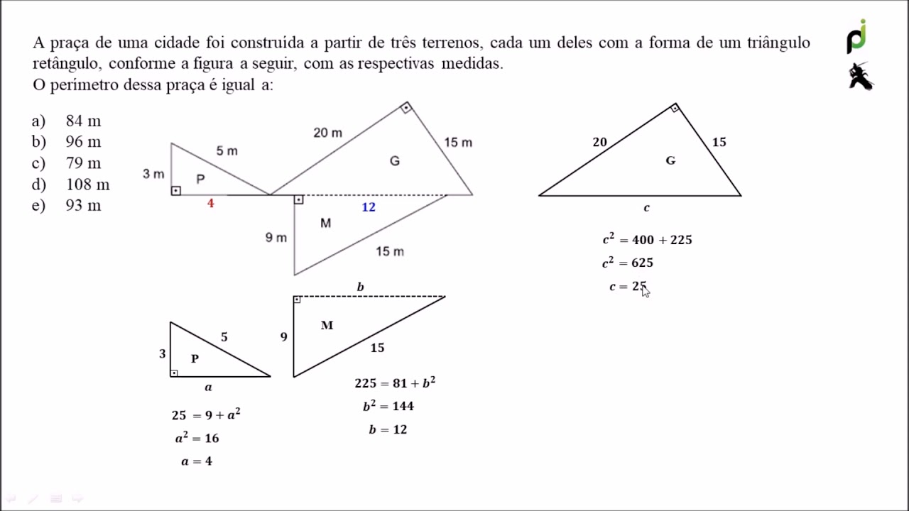 QuestÃo 17 Teorema De PitÁgoras E PerÍmetro Youtube