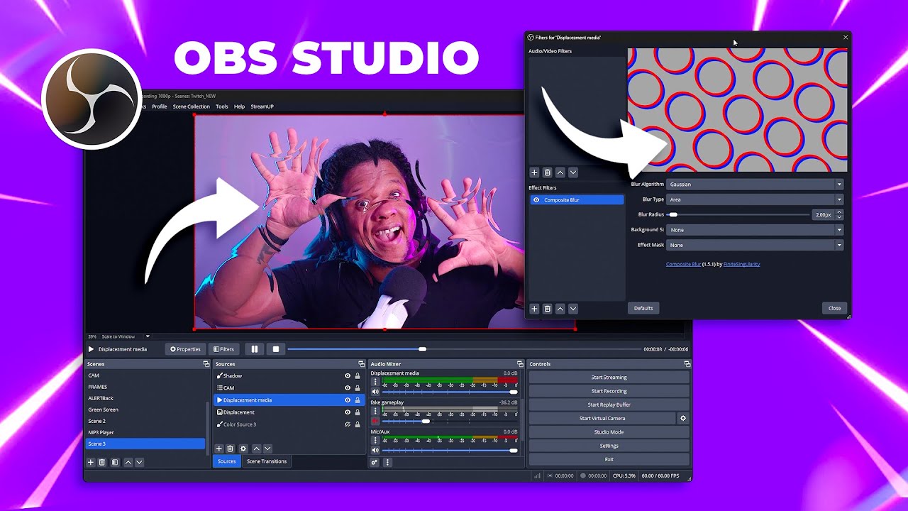 OBS Studio Tutorial : Displacement with Shadertastic Plugin - YouTube