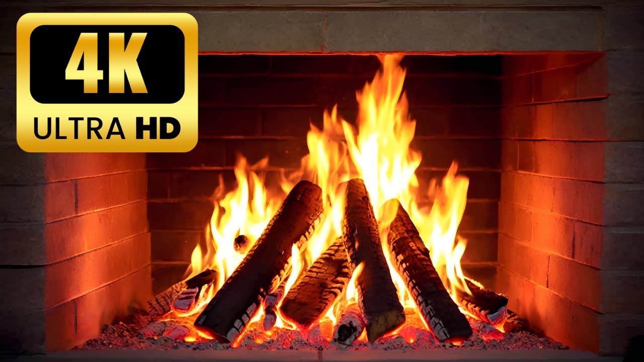 🔥 FIREPLACE Ultra HD 4K. Cozy Fireplace with Crackling Fire Sounds ...