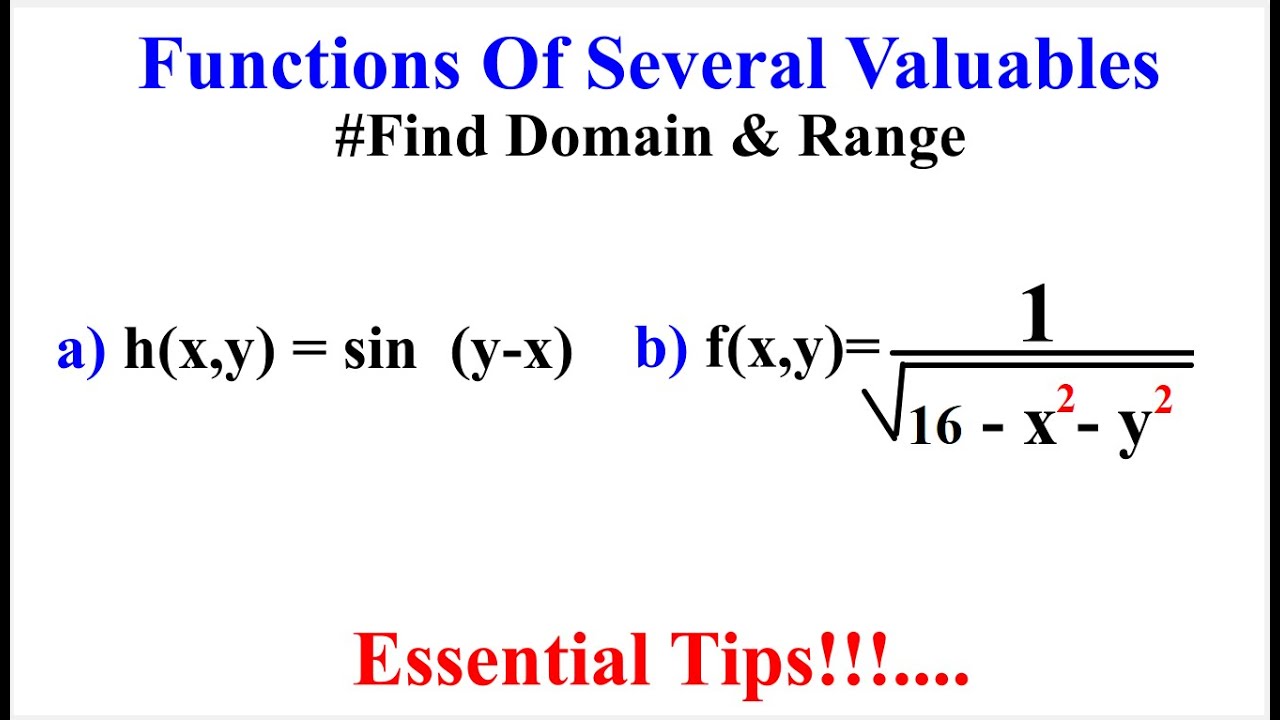 Domain & Range Of Functions Of Several Valuables 🧩 _ Examples - YouTube