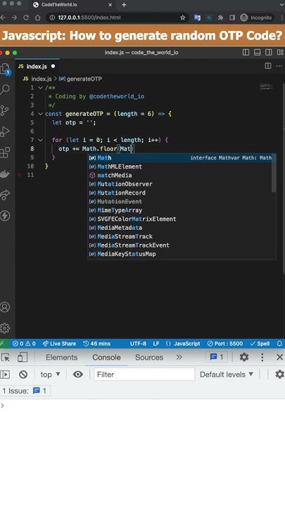 Javascript How To Generate Random Otp Code Youtube