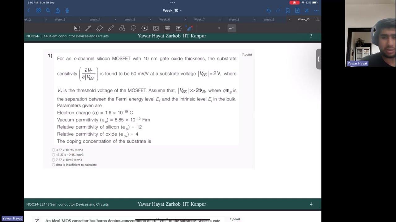 Week 10: MOSFET-2 | NPTEL NOC24 EE-143 | Semiconductor Devices and Circuits - YouTube