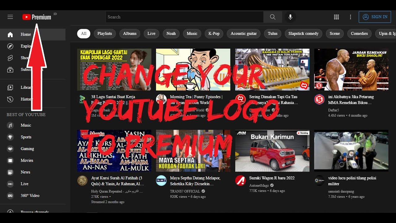 Change YouTube Logo To Premium Logo - YouTube