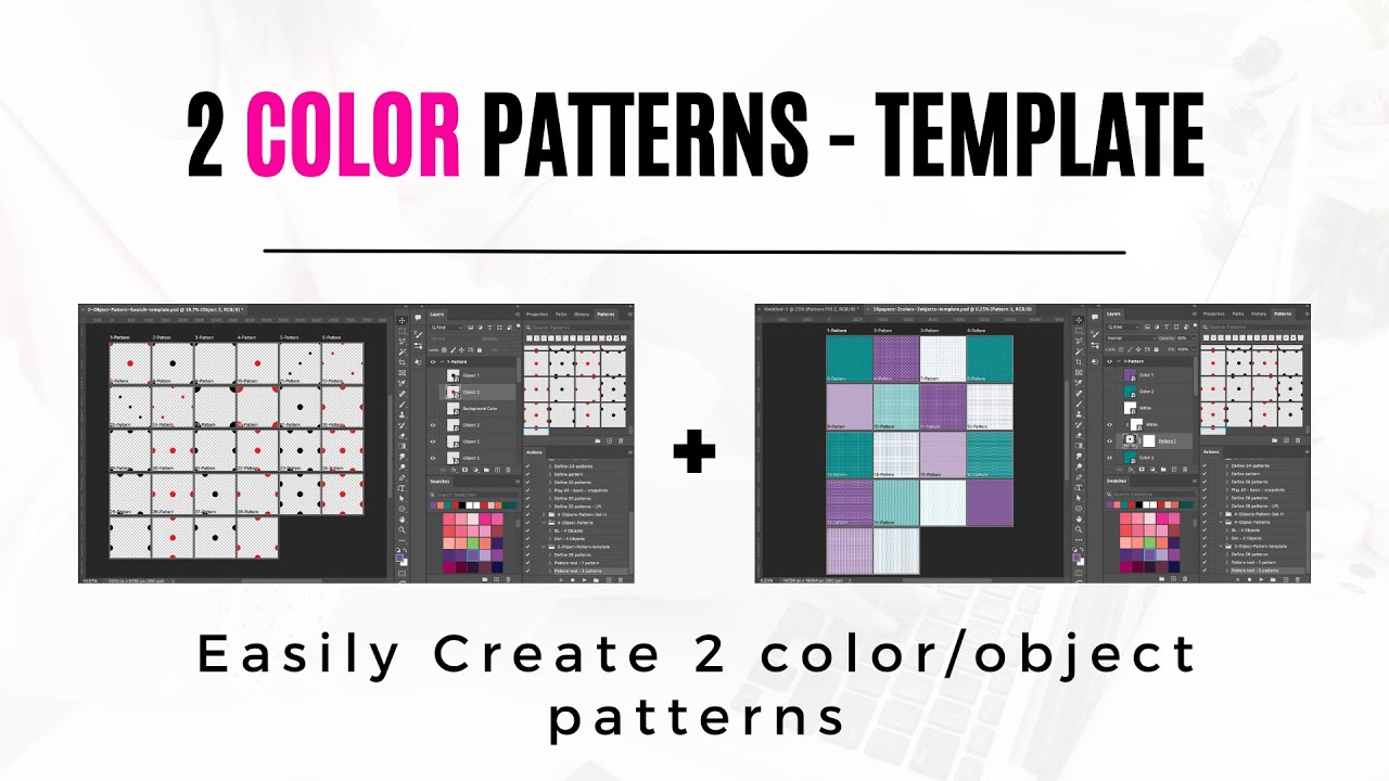 2 Color Patterns Using Photoshop templates - YouTube