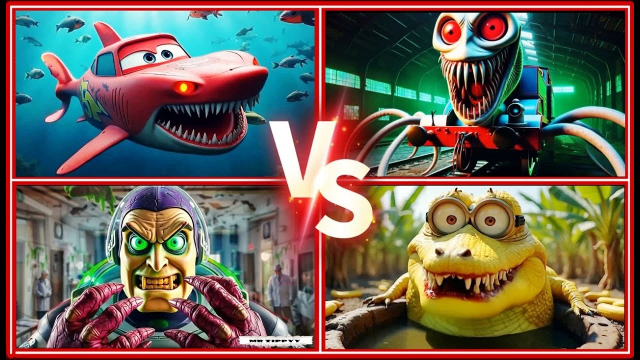 McQueen'S crocodile exe vs Thomas exe vs Buzz Lightyear exe vs Minions ...