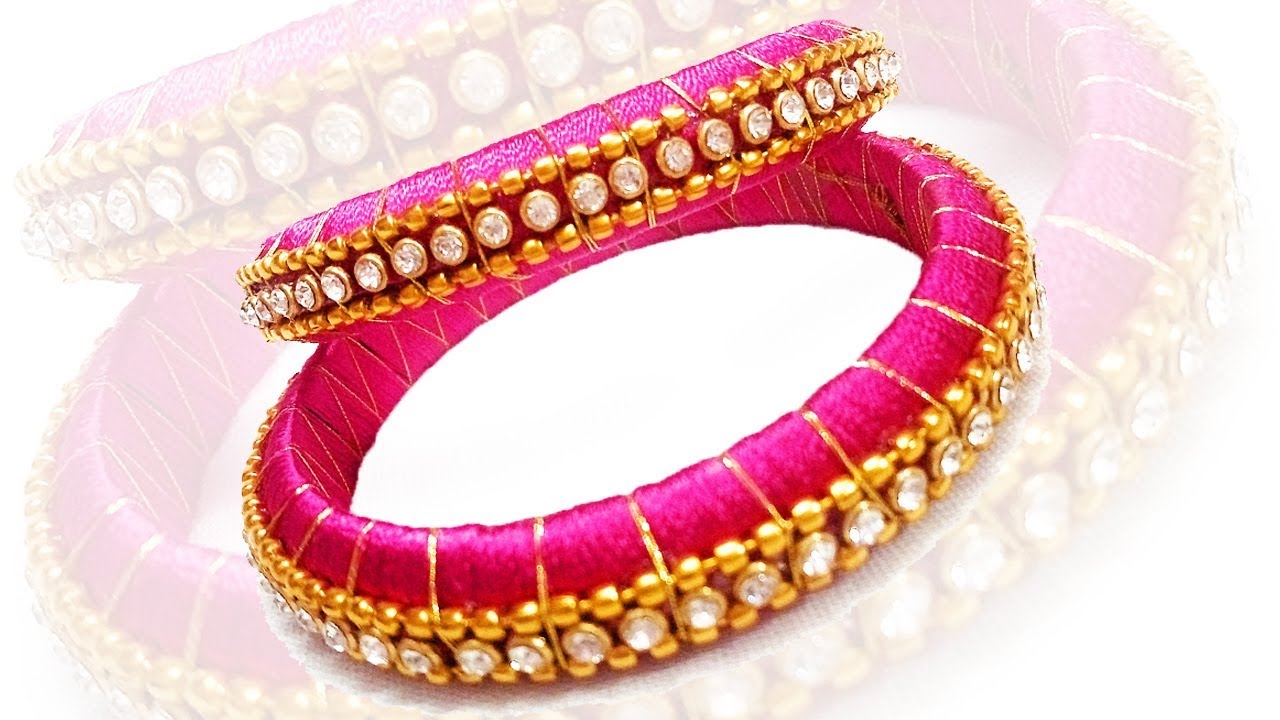 How To Make Simple Designer Silk Thread Fancy Side Bangles || DIY To ...