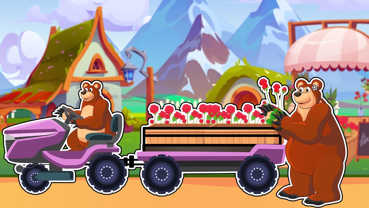 The Bear Farm: Farmer Bear Diligently Harvests Roses To Sell At The ...