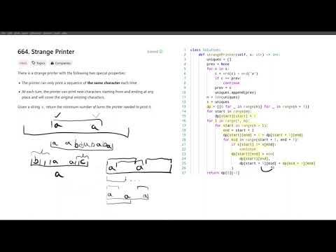 [August 21, 2024, LeetCode daily] 664. Strange Printer - Python, solution explained - YouTube