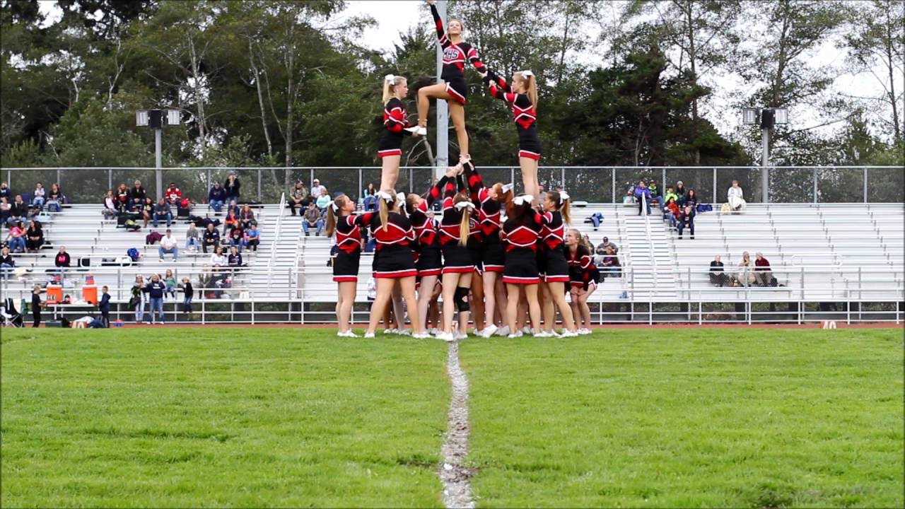 MHS vs DNHS JV Cheer Routine 9 23 16 - YouTube