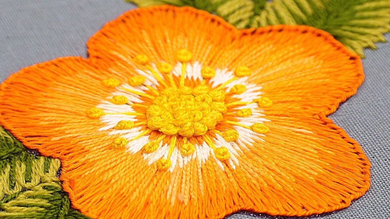 Orange color flower hand embroidery shorts || full video link in ...