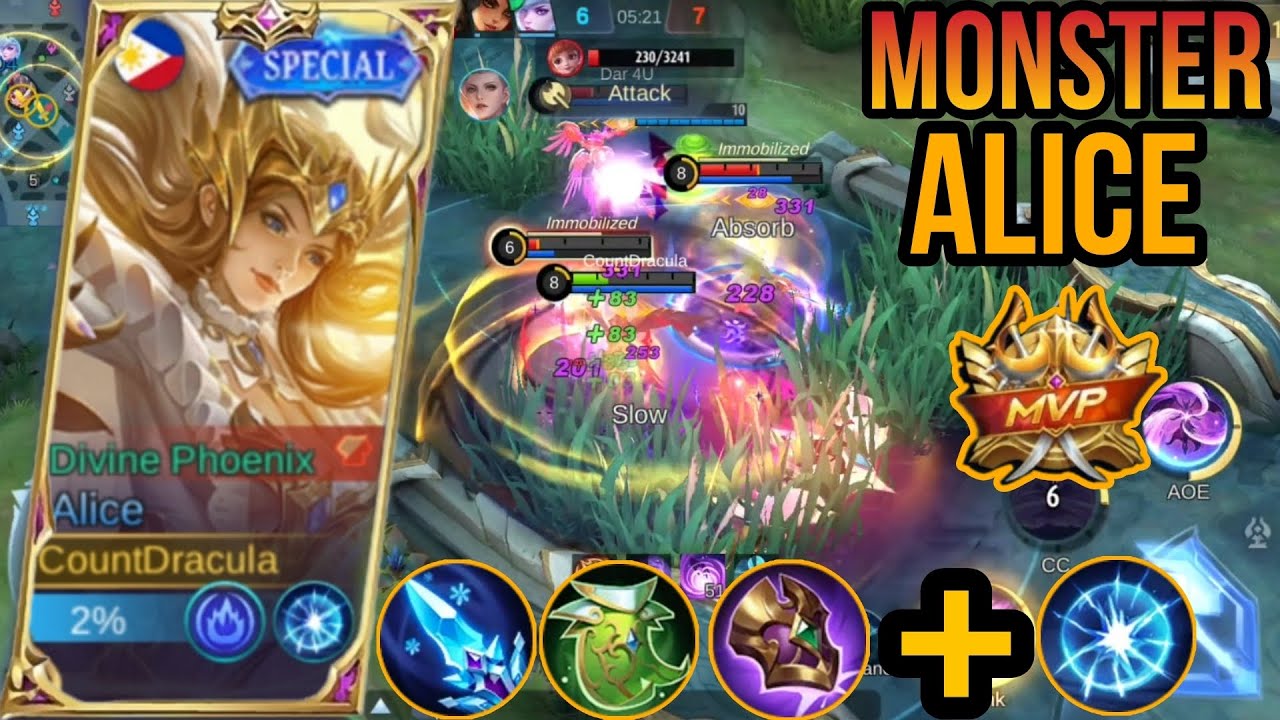ALICE MONSTER BUILD!! ML SUPPRESSING EVERYONE!! MLBB - YouTube