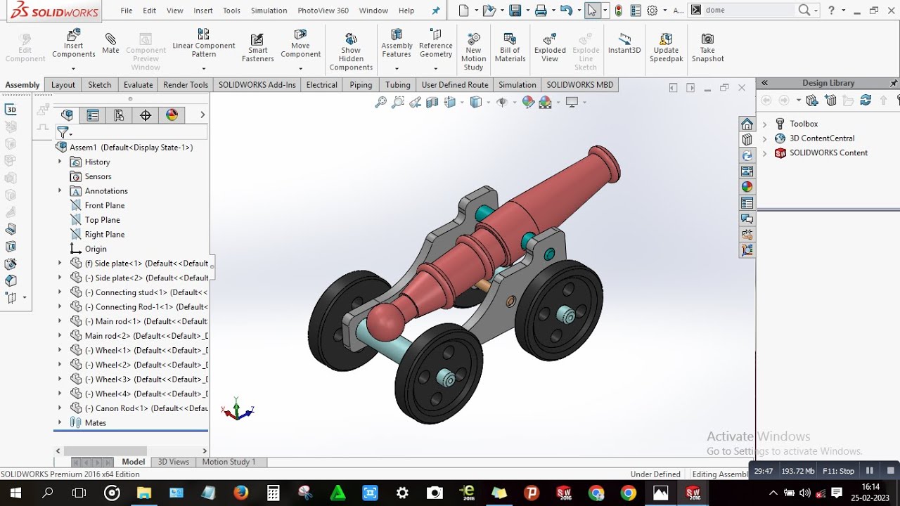 How to design Canon assembly in solidworks - YouTube