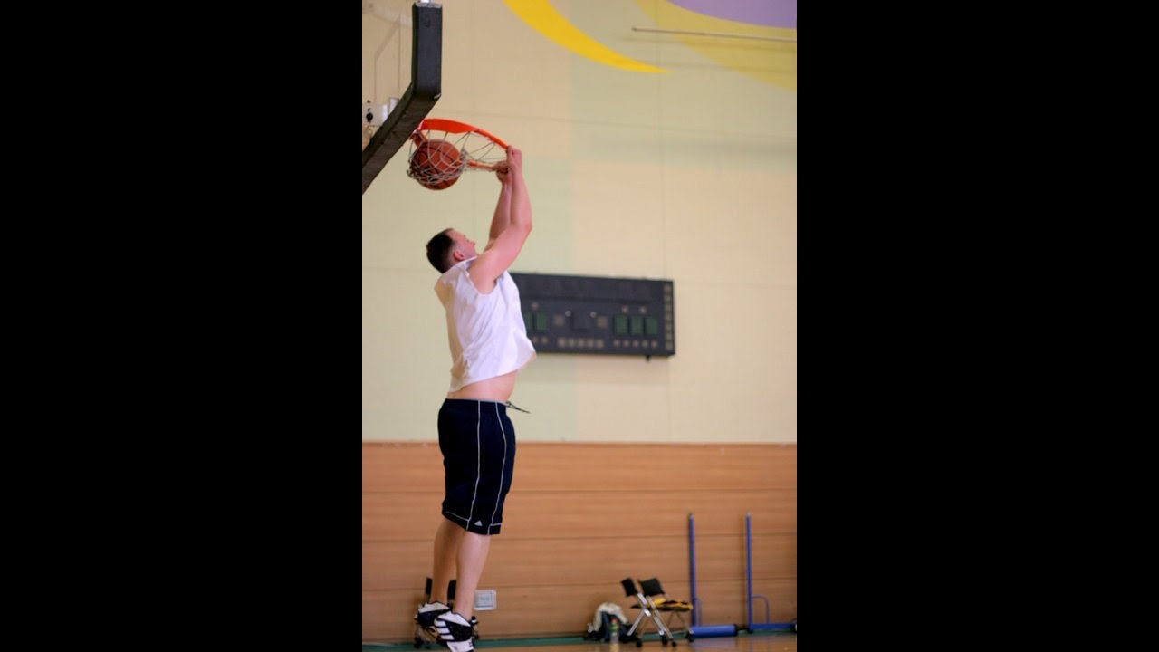 Fat old man trying to dunk a basketball! Luke Elie is at Camp Red Cloud ...