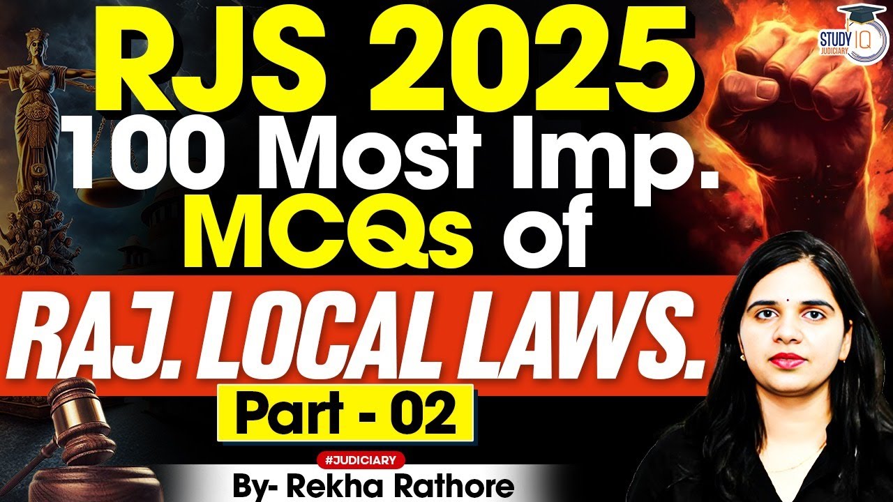 Most Important mcqs of Rajasthan local laws for RJS 2025 | Rajasthan judicial service | Study IQ ...