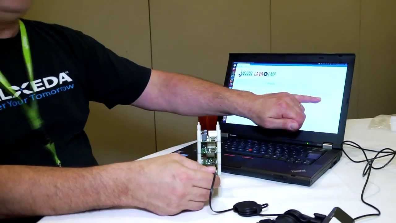 Dave Piggott LAVA Lab Lead at Linaro demonstrates the LMP (LAVA Multi ...