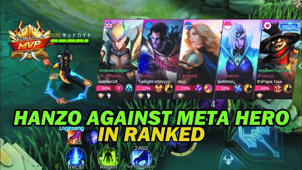 HANZO AGAINST META HERO - HANZO BEST BUILD 2022 - MOBILE LEGENDS - YouTube