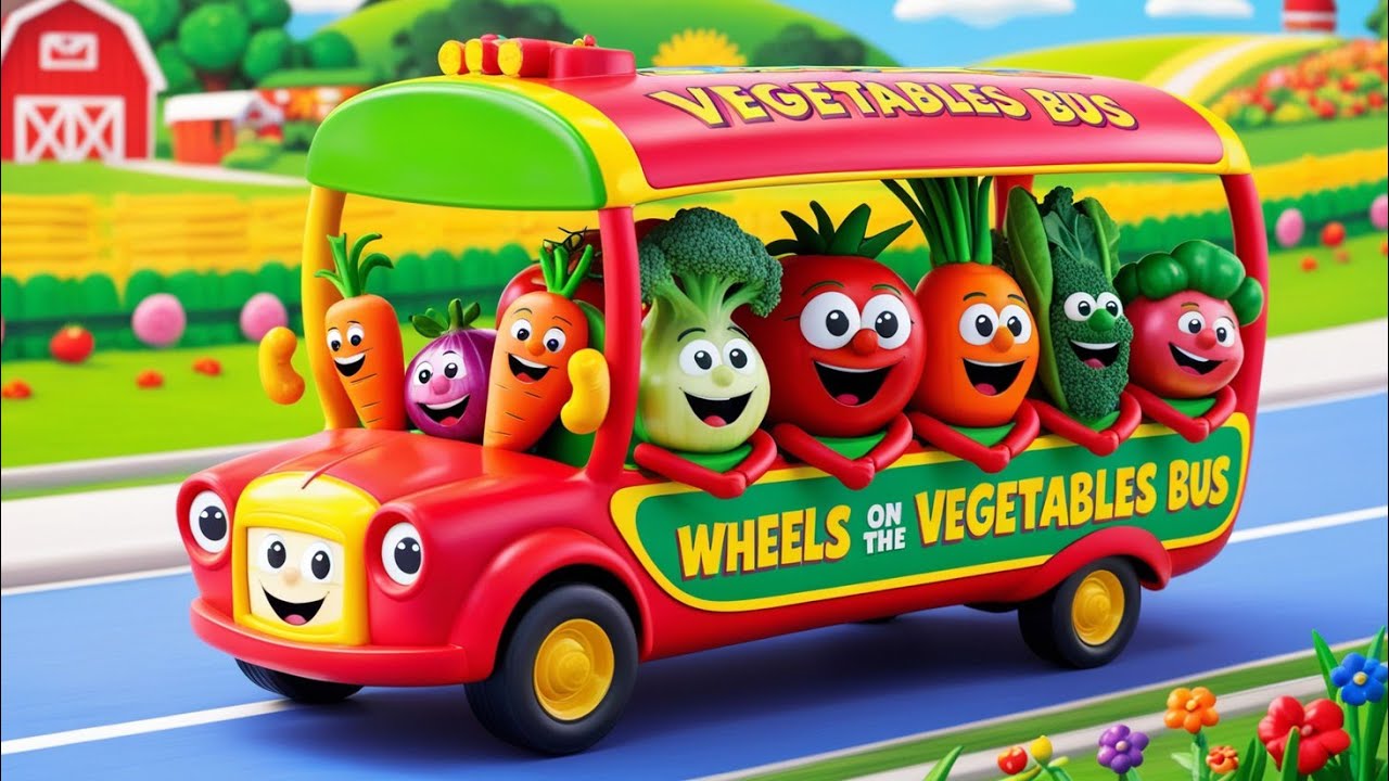 "🎶 Wheels on the Veggie Bus! 🚍 Fun Nursery Rhymes for Kids | Sing Along ...