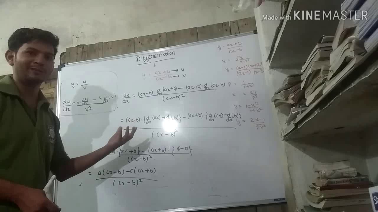 Differentiation (part-4) :- division rule in the form of u/v - YouTube