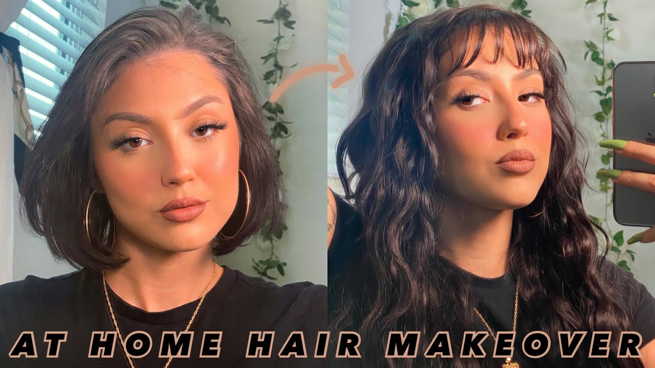 AT HOME HAIR MAKEOVER! | SHORT TO LONG AND ~ WAVY ~ - YouTube