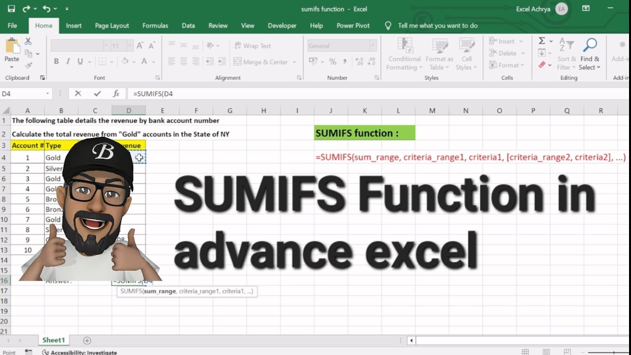 sumifs function in excel | sumifs function excel | sumifs function excel in hindi | sumifs ...