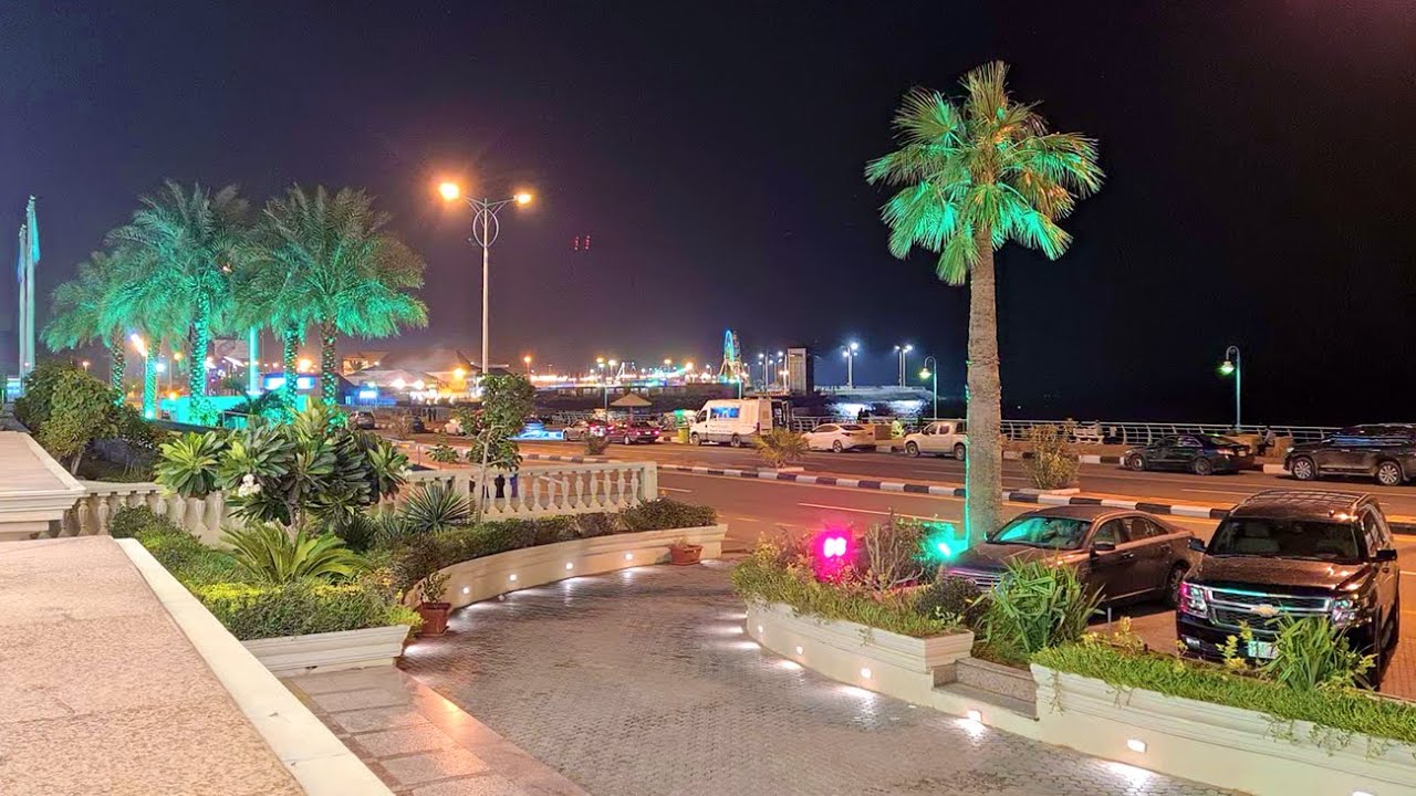 JAZAN CORNICHE AREA AT NIGHT - YouTube