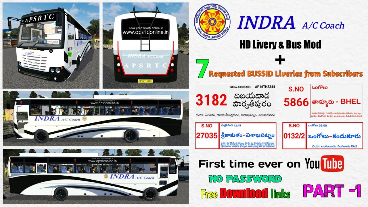 APSRTC Indra A/C coach HD Livery & Mod | 7 requested BUSSID liveries ...