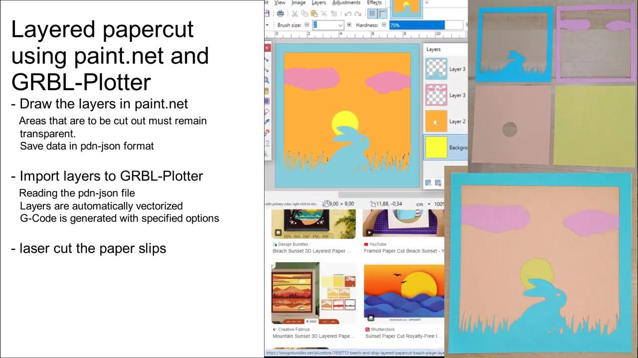 Layered papercut with paint.net and GRBL-Plotter - YouTube