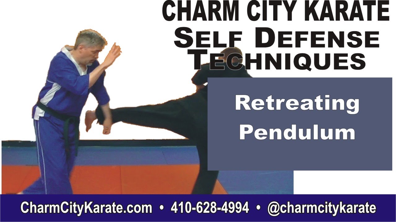 Retreating Pendulum - Kenpo self defense technique for a right back kick - YouTube