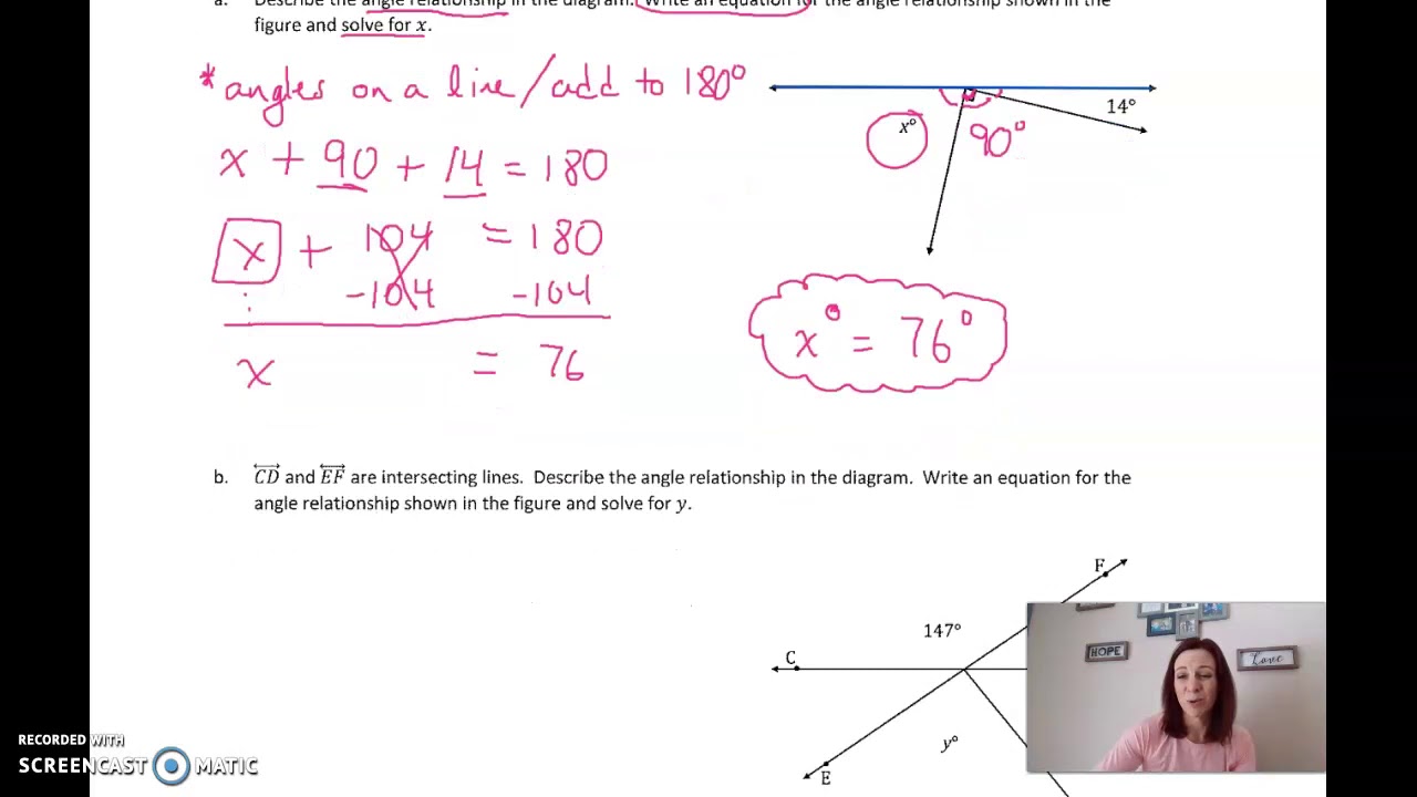 M7 Lesson 3.11 Angle Problems and Solving Equations (1) - YouTube