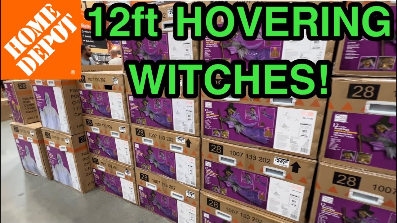Home Depot Halloween 2022 Sooo Many 12ft Hovering Witches‼️ Youtube
