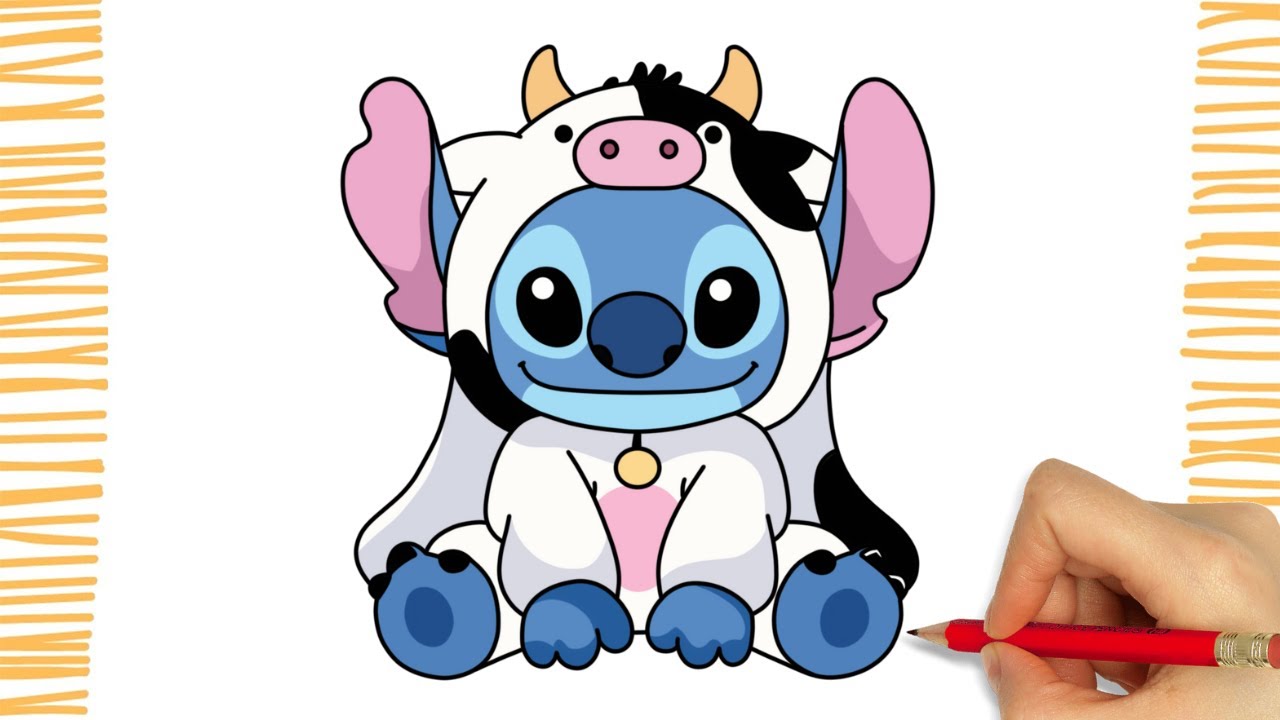 How To Draw STITCH WEARING A COW OUTFIT I Easy - YouTube