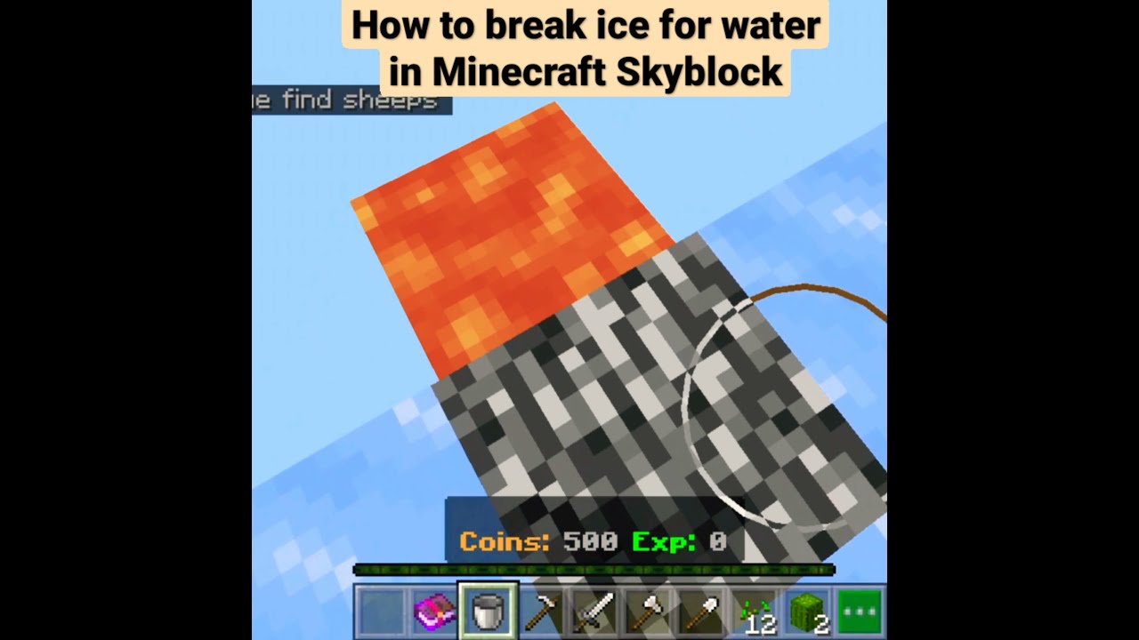 How to break ice for water in Minecraft Skyblock | shorts - YouTube