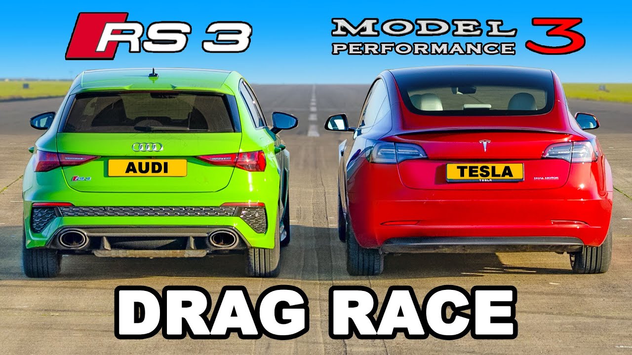 Audi RS3 v Tesla Model 3 Performance: DRAG RACE - YouTube
