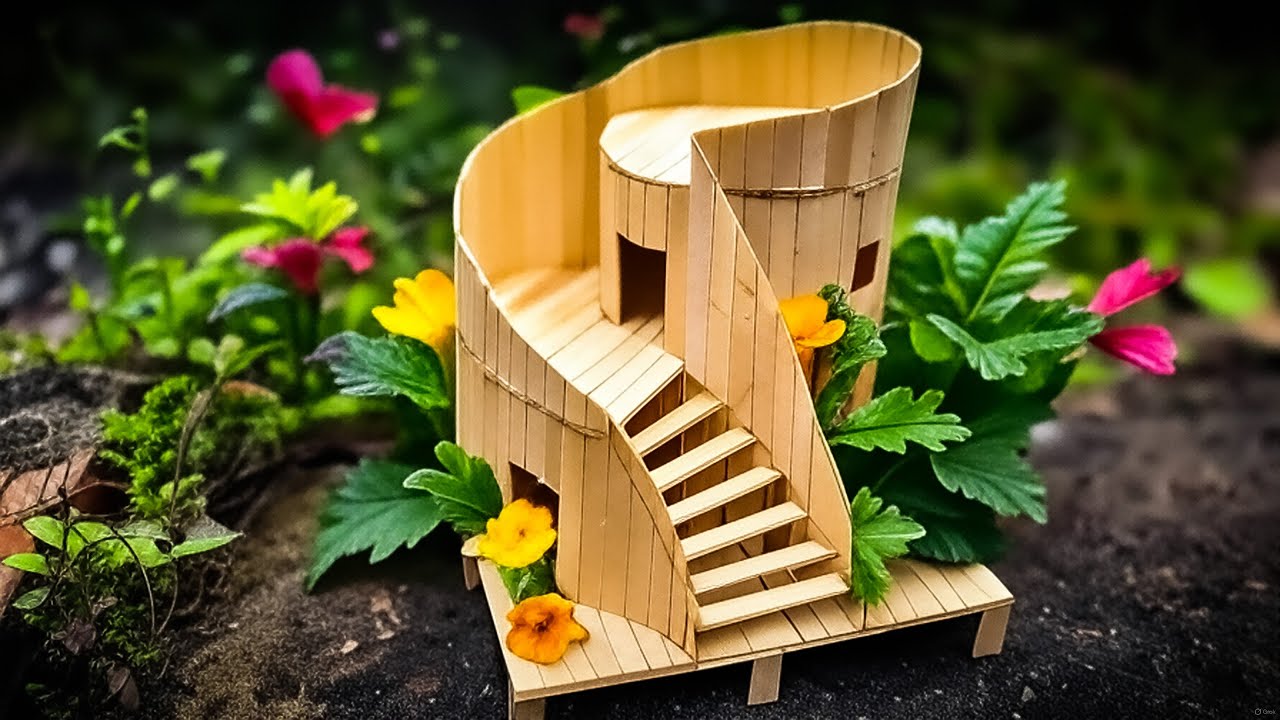 DIY Magical Spiral Tower House from Popsicle Sticks |This Mini Castle ...