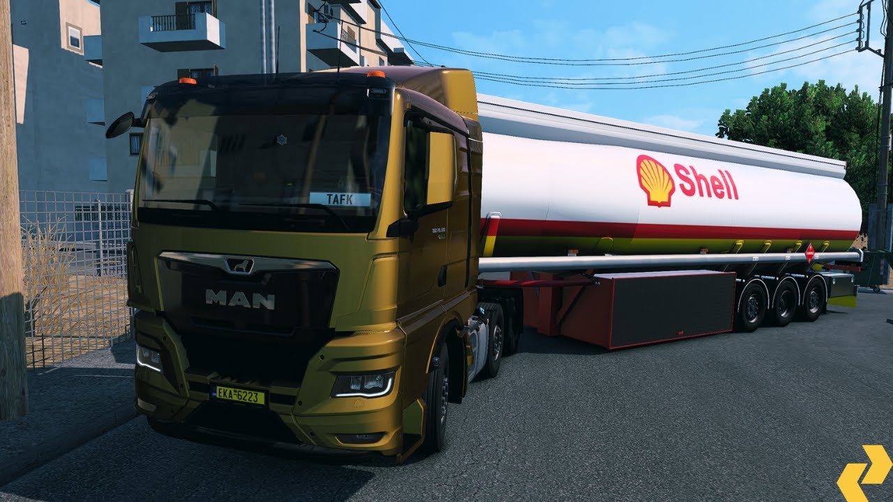 Shell Fuel Tanker Delivery Through Greece Tight Country Roads #ets2 1 ...