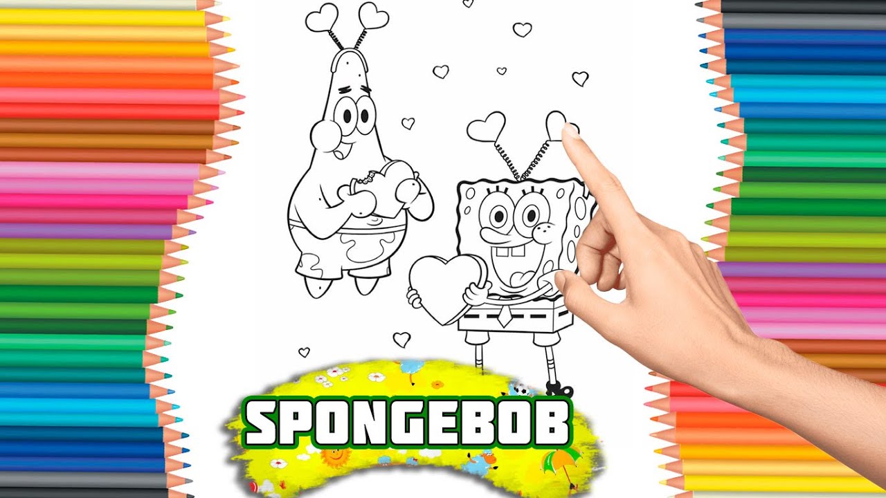 How to paint a SPONGEBOB with a pencil| Coloring book for Kids - YouTube