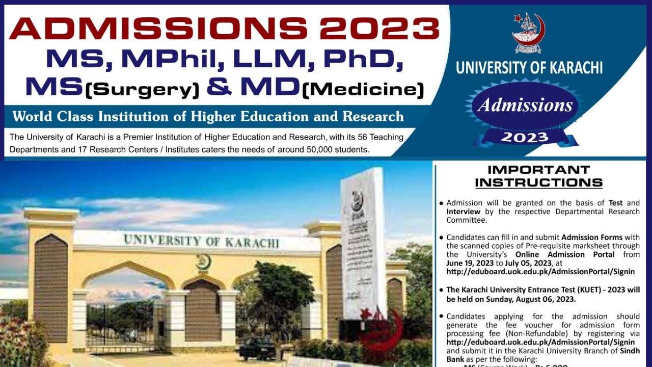 University Of Karachi UOK Admission 2023 | Karachi University Fee ...